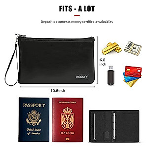 Fireproof Money Bag (2000℉), Fireproof Document Bags, Fireproof Bag, Money Bag, Bank Cash Bag with Zipper & Strap, Suitable for A5 Documents, Bank Inventory, Passport (Black)