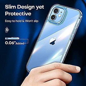CANSHN Clear Protective for iPhone 12 Case/iPhone 12 Pro Case, [Military Drop Protection] [Not Yellowing] Shockproof Cover with Hard Back & Soft TPU Bumpers, Slim Thin Phone Case for iPhone 12/12 Pro