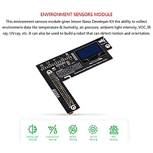 Bicool Environment Sensor Module for Jetson Nano Developer Kit B01-4GB and Jetson Nano 2GB, Collect Temperature Humidity IR ray Data,etc. I2C Bus,1.3inch OLED Display for Reading Data in Real Time
