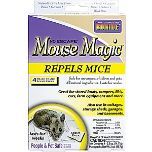 Bonide Mouse Magic Mouse Repellent Scent Packs, 4 Ready-to-Use Packs for Indoor & Outdoor Rodent Control, People & Pet Safe