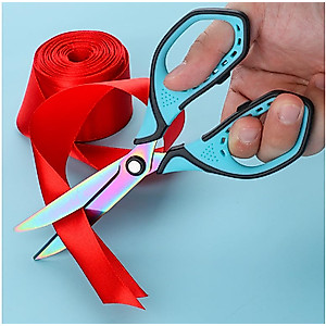 Colorful Titanium Non-Stick Scissors with Cover/Cap, All Purpose Fabric Sewing Scissors Office Craft Scissors SoftGrip Sharp Shears Cutter for Home School Supplies (Blue & Rainbow)