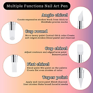 8 PCS Silicone Nail Art Acrylic Pen Brushes Rhinestone Nail Polish Carving Pen Dual Tipped Rubber Tip Nail Brushes for Design Nail Foil Carving Drawing and 3D Effect Shaping Drawing Dotting Tools
