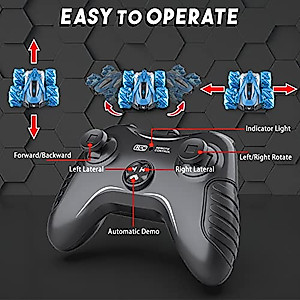 YUZ Remote Control Car, RC Stunt Cars Double Side 360° Flips Rotating Toy, 4WD 2.4Ghz with Colorful Lights LED Lights Adults Boys Girls Kids Gift 2Pcs Rechargeable Batteries