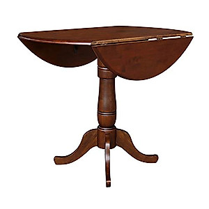 Pemberly Row 42" Round Dual Drop Leaf Pedestal Table - 35.5" H Espresso