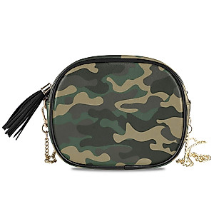 ALAZA Camouflage Military Cross Body Fashion Chain Bag Single Shoulder PU Leather Purse for Women Girls