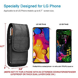 Tiflook Phone Holster for LG Wing Velvet V60 V50 V40 K92 5G K22 K51 K31 K40 K20 Stylo 5 4 3 G8X G8S G8 G7 ThinQ Q70 Heavy Duty Rugged Nylon Carrying Case Pouch with Belt Clip Loops Card Holder, Black