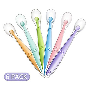 PandaEar Baby Silicone Soft Spoons| Training Feeding for Kids Toddlers Children and Infants| BPA Free 6 Pack| Great Gift Set |Gum-Friendly First Stage