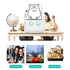 EKIDAZ Portable Printer, Mini Pocket Wireless Bluetooth Thermal Printers with Printing Paper for Smartphone, Inkless Printing for DIY Journal, Photos, Notes, Children Women Gifts (White)