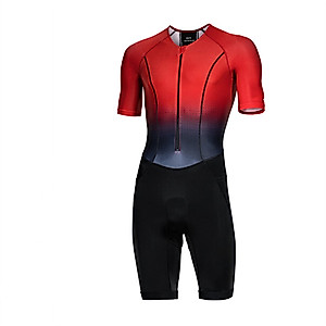 HUMAY Triathlon Tri Suit - Men Trisuit Competitor Triathlon Short Sleeve Aero Tri Suit Triathlon Suit 158 (Color : 1, Size : Medium)