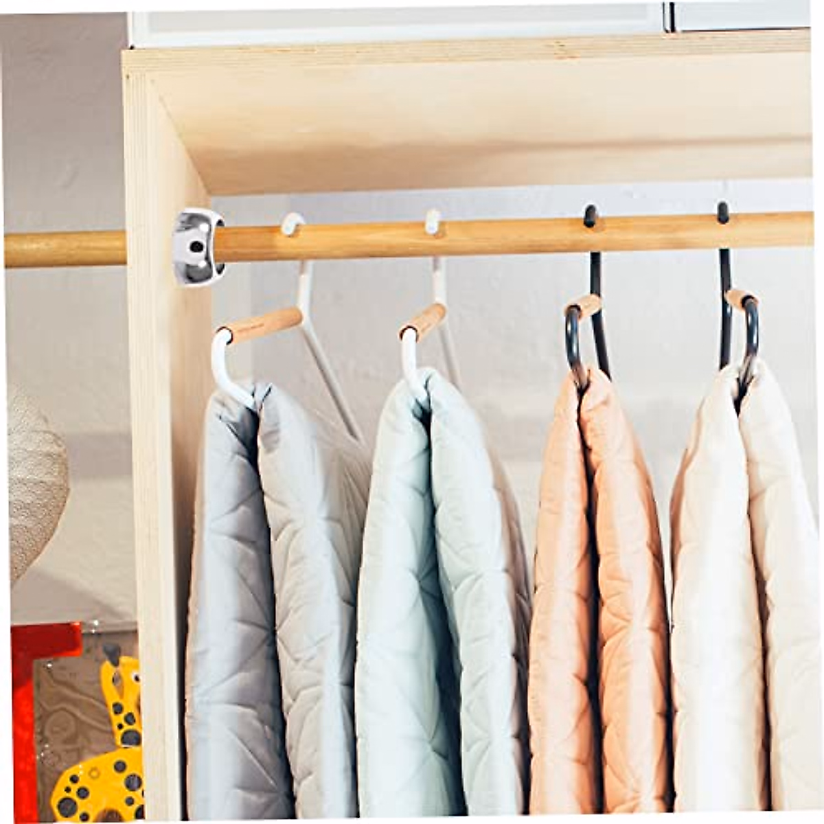 DOITOOL 16 Pcs Shower Curtain Holders Shower Curtain Rod Holder L Brackets Heavy Duty Nail Free Adjustable Rod Bracket Holder Adhesive Curtain Rod Holder Wardrobe Closet Tension Rod Holder