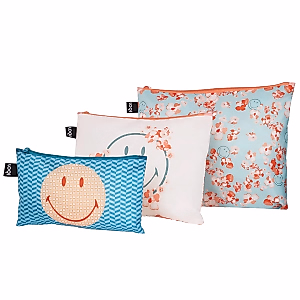 LOQI Artist Smiley Zip Pockets, Set of 3, Blossom & Geometric