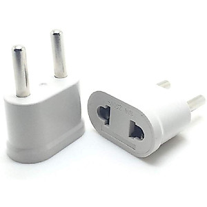 Toolso 2pcs/lot US (USA) to EU (Europe) Travel Power Plug Adapter for USA converter White