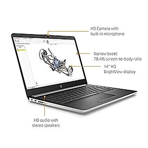 HP 2020 14" Laptop Computer/Intel Celeron N4000 up to 2.6GHz/ 4GB DDR4 RAM/ 64GB eMMC/ 802.11ac WiFi/Bluetooth 4.2/ Intel UHD Graphics 605/ Office 365 Personal 1-Year/Natural Silver/Windows 10