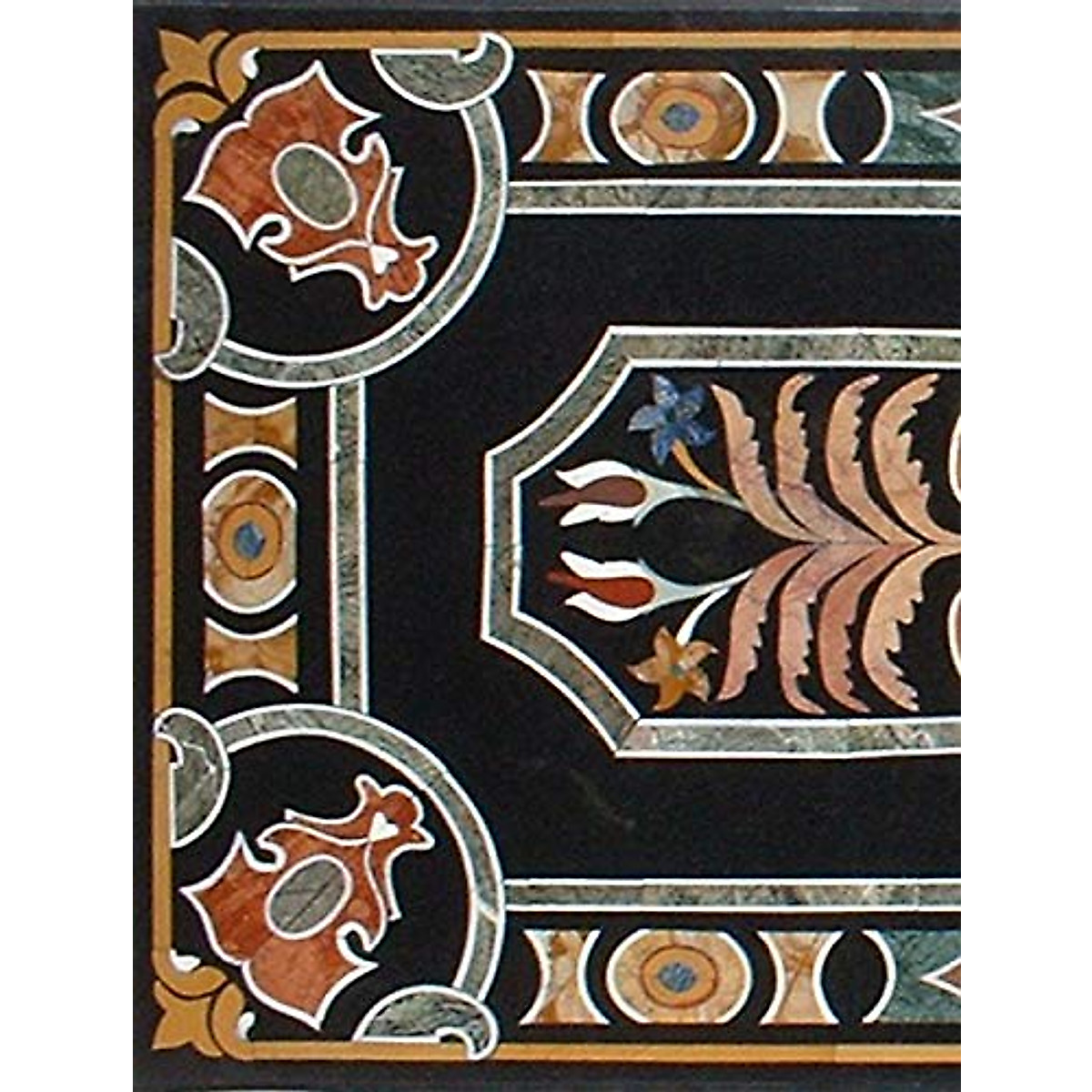 48" x 24" Inch Dinning Table Natural Black Marble Inlay Semi Precious Stones, Eating Table, Marble Patio Table, Rectangular Table