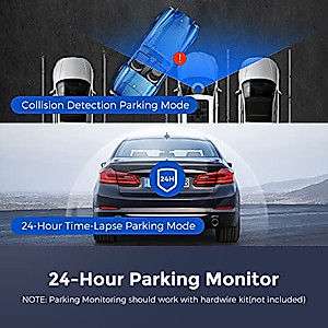 AZDOME Front and Rear Dash Cam, 4K + 1080P Dual Dash Camera for Cars with 5.8GHz WiFi GPS, Night Vision, 24 Hours Parking Mode, WDR, Loop Recording, G-Sensor, APP, Free 64GB Card