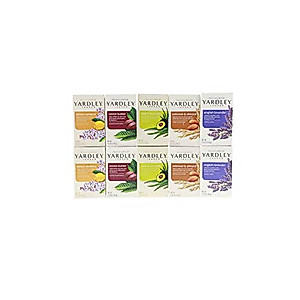 Yardley London Soap Bath Bar Bundle - 10 Bars: English Lavender, Oatmeal and Almond, Aloe and Avocado, Cocoa Butter, Lemon Verbena 4 Ounce Bars (Pack of 10, Two of each)