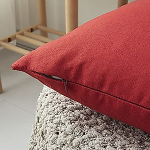 Pack of 2 Decorative Outdoor Waterproof Pillow Covers for Patio Tent Garden Balcony Farmhouse Sunbrella Outside Square Lumbar Pillow Cover Case 12*20 inch (Red)
