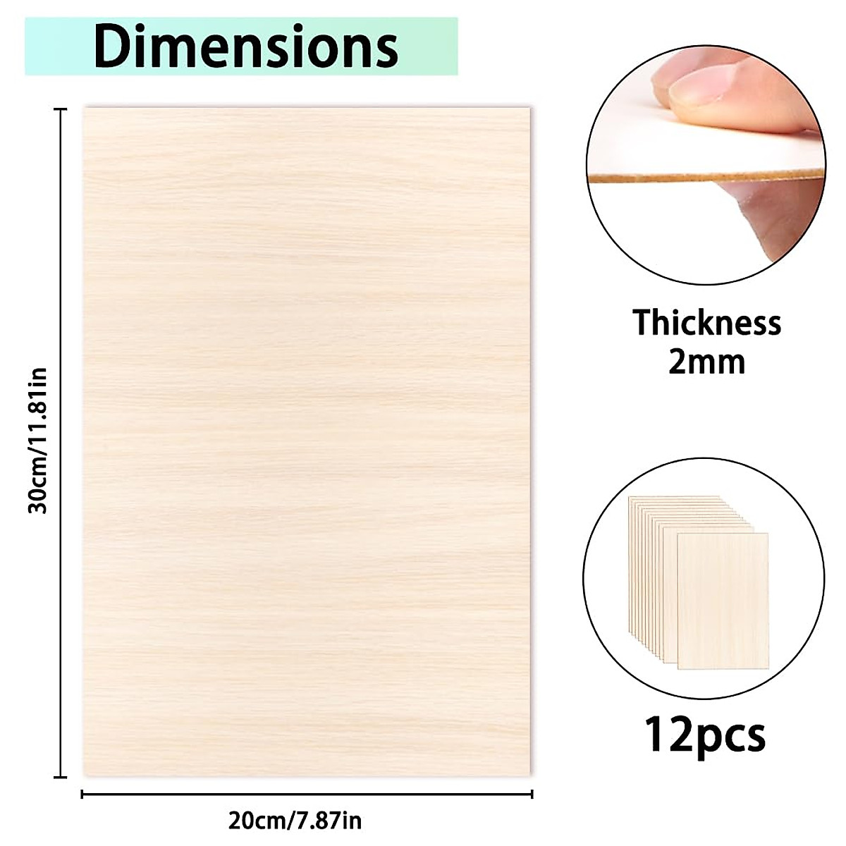 DIYDEC 12 Pack Basswood Sheets 12 x 8 x 1/13 Inch Thin Plywood Wood Sheets Unfinished Wood Squares Boards Balsa Wood Sheets for Crafts Architectural Models Laser Cutting Wood Burning and Drawing