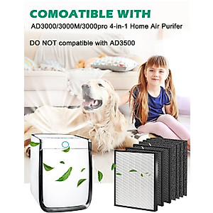 Miloidea 10 Pack 3000 True HEPA Replacement Filters Compatible with 3000,3000M,3000Pro Air Purifier, 2 True HEPA, 2 Activated Carbn & 6 Extra Carbn Pre-filters(2+2+6), 3000 Accessory, NOT for 3500