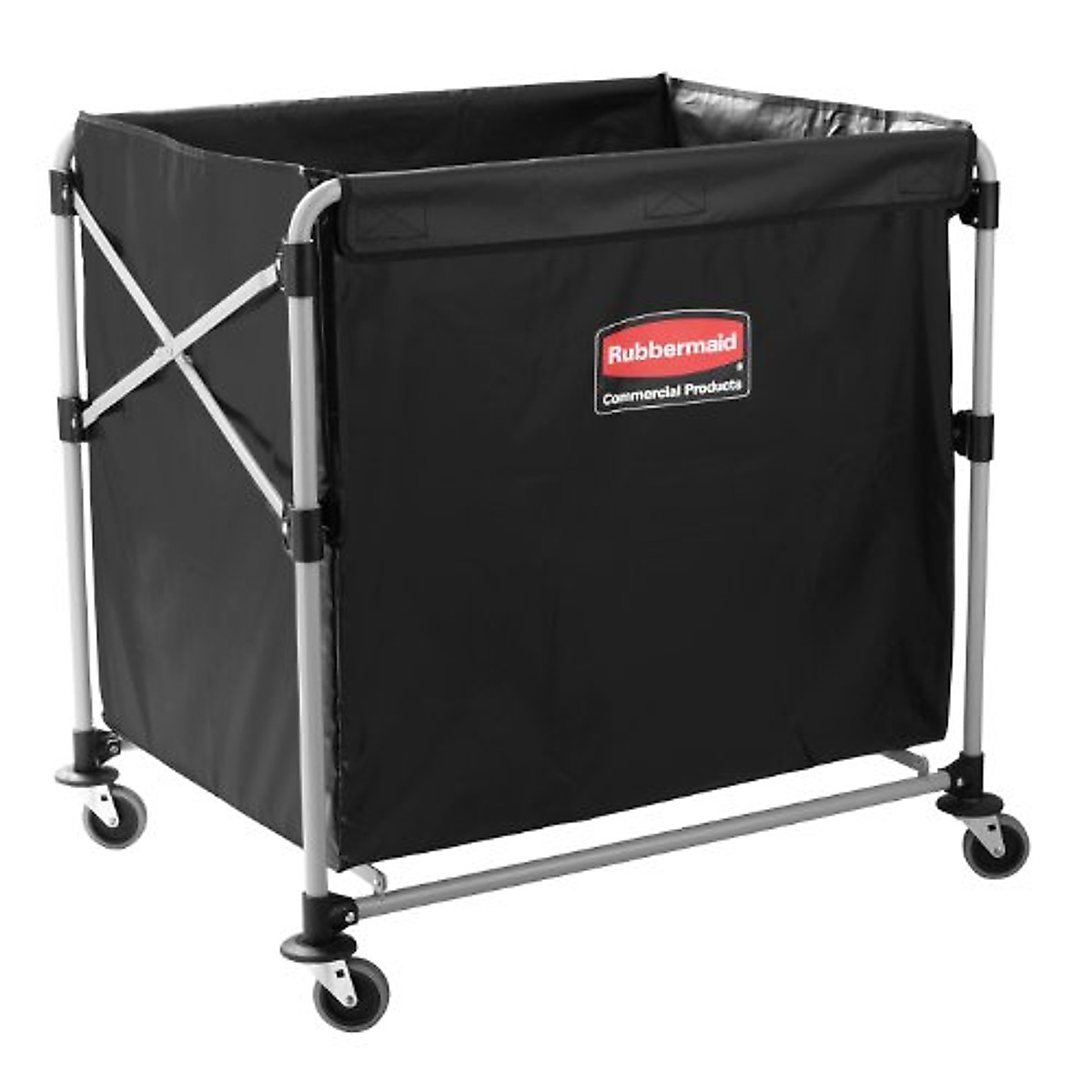 Rubbermaid Commercial Products, Collapsible X Cart Laundy Cart, College Move-In, Transport Supplies and Groceries, Steel, 8 Bushel (300 L) Cart, 36" L x 7" W x 34" H, Black