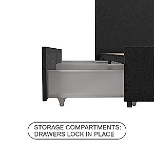 Novogratz Kelly Bed with Storage, Full, Dark Gray Linen