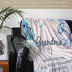 Afterprints Blanket Gifts for Grandma, Grandma Birthday Gifts, Mother‘s Day Gifts for Grandma from Granddaughter Grandchildren, We Love You Cozy Throw Blankets Present 50" x 60"
