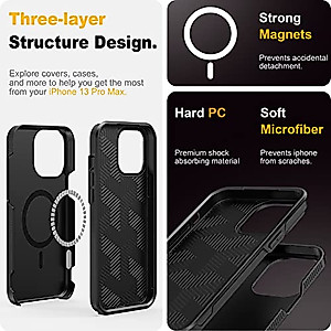 CUCICU Magnetic Case for iPhone 12/13 Pro Max Case, Heavy Duty Case Compatible with MagSafe, Military Grade Drop Protective Shockproof Lightweight Slim Case for iPhone 12/13 Pro Max 6.7 Inch(Black)