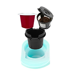Nostalgia MyMini Single Coffee Maker, Brews K-Cup & Other Pods, Serves up to 14 Ounces, Tea, Chocolate, Hot Cider, Lattes, Reusable Filter Basket Included, Aqua