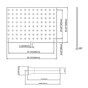Dowell 30" x 21" Drawer Organizer Wood Peg Board - 12Pegs
