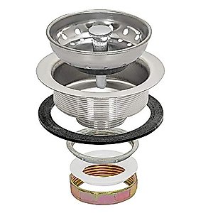 EZ-FLO Kitchen Sink Strainer with Flange and Die-Cast Slip-Joint Nut, Stainless Steel Fixed-Post Basket with 3-1/2 Inch to 4 Inch Opening, 30001