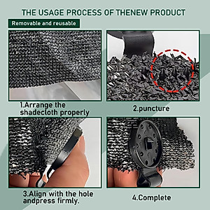 XSHANG 50Pcs Mesh Shade Cloth Clips, 2024 New Shade Cloth Lock Grip, Round Shade Plastic Black Clips for Outdoor Garden Netting, Anti Bird Net, Sun Shade Net, Patio Accessories (Black 50pcs)