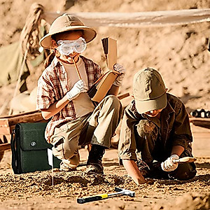 TZDTMEOS 4pcs Geology Rock Pick Hammer Kit, Geology Hammer Tools, 32oz Rock Hammer & Chisels with jewelers loupe,goggles. Tool Set for Rock Hounding, Hounding,Gold Mining & Prospecting, Stone Breaking