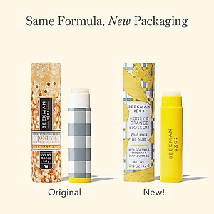 Beekman 1802 Lip Balm, Honey & Orange Blossom - Scented - 0.15 oz - With Goat Milk, Vitamin E & Beeswax for Dry, Cracked Lips - Good for Sensitive Skin - Cruelty Free - Packaging May Vary