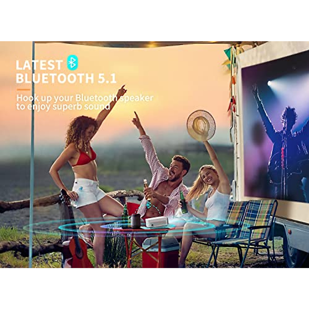 Mini Projector with 5G WiFi and Bluetooth, ALVAR 15000L 450 ANSI Native 1080P Portable Projector 4K Support, Outdoor Movie Projector with 120" Screen & 400" Display Compatible w/ TV Stick/HDMI/USB/PS5