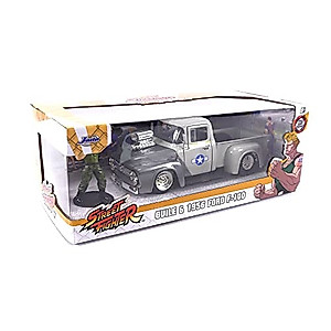 Street Fighter 1:24 1956 Ford F-100 Die-Cast Car & 2.75" Guile Figure, Toys for Kids and Adults