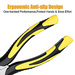 ZUZUAN Premium VISE-GRIP Long Needle Nose Pliers- 8” & 6’’, Paper Clamp Precision, High Carbon Steel, Soft Grip with Wire Cutter, Long Nose Cutting Pliers for Home, Fishing, Jewelry, Crafts,2pcs