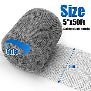 Valchoose Upgraded 5” X 50 Ft Wire Mesh Hole Fill Fabric, Stainless Steel Gap Blocker Easy to Work with, Flexible Stretchy Hardware Cloth Fabric DIY Kit, Perfect Filler