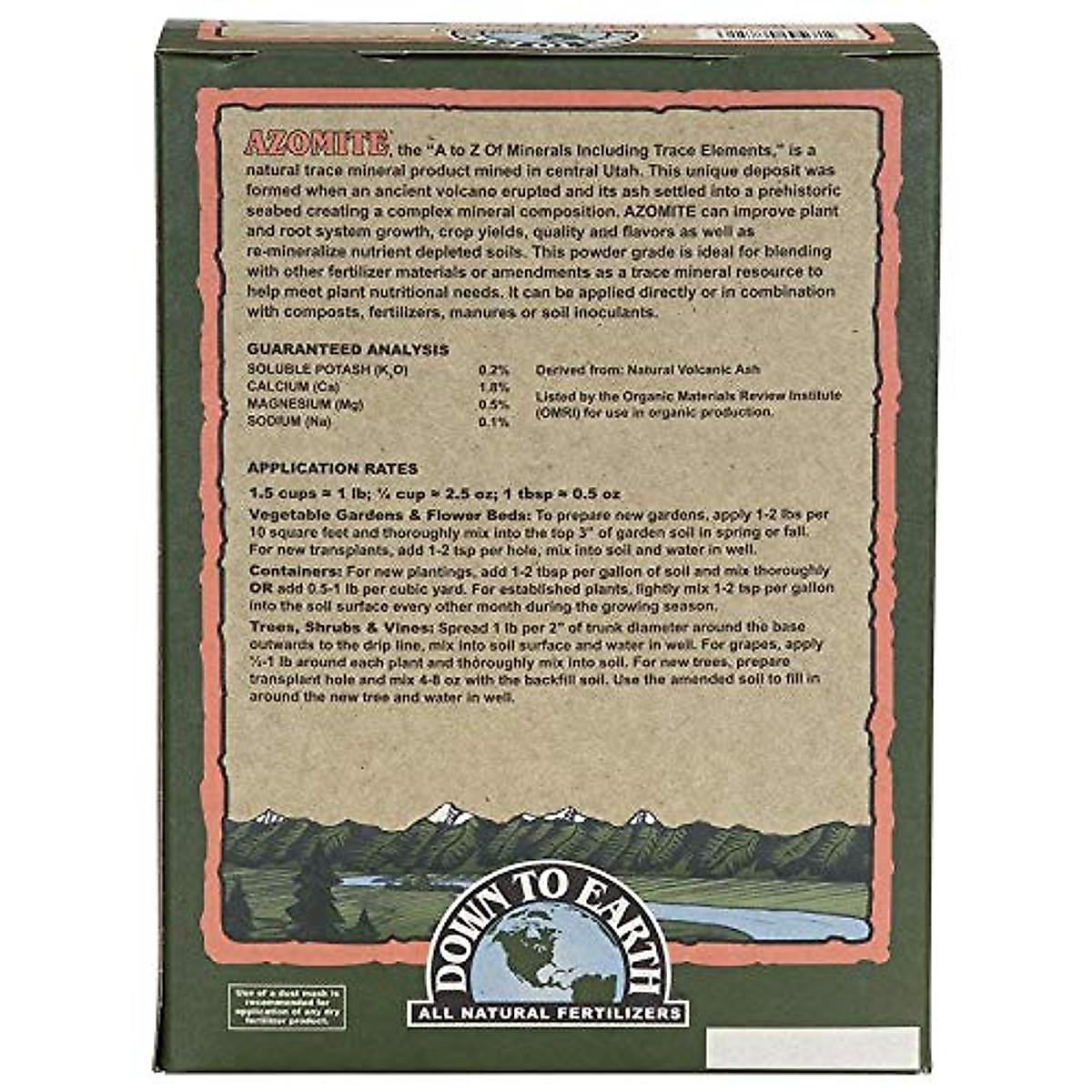Down to Earth Organic White Azomite Powder for Improving Plant Growth 0-0-0.2, 5 lb