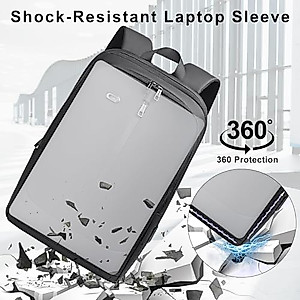 Business Backpack for Men, Slim Laptop Backpack Waterproof 17 inch, Lightweight Compact Computer Backpack with USB Charging, Thin Backpack Sleek for Travel Work Office and College - Black