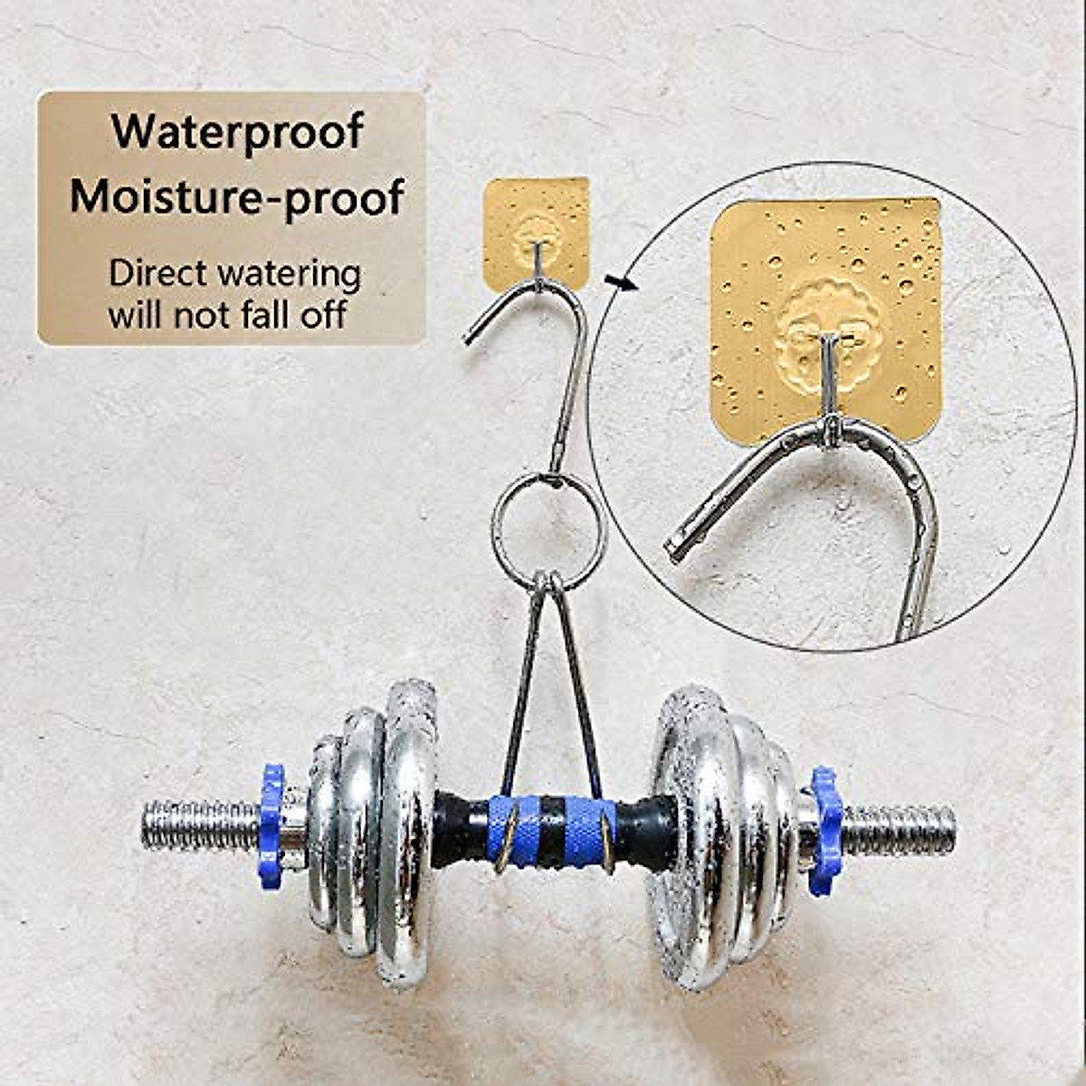 HinchJone Heavy Duty Adhesive Hook 16lb (Max) Reusable Wall Hooks 8 Packs, Waterproof Oilproof Seamless Hooks Stainless Steel Hook for Bathroom, Kitchen, Cabinet