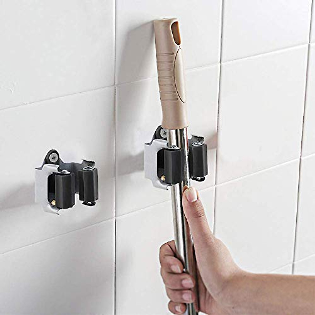 Broom Holder Wall Mount 10 Pack Heavy Duty Metal Mop Broomstick Shovel Handle Hanging Clips Clamp Organizer Hanger Rack Gripper