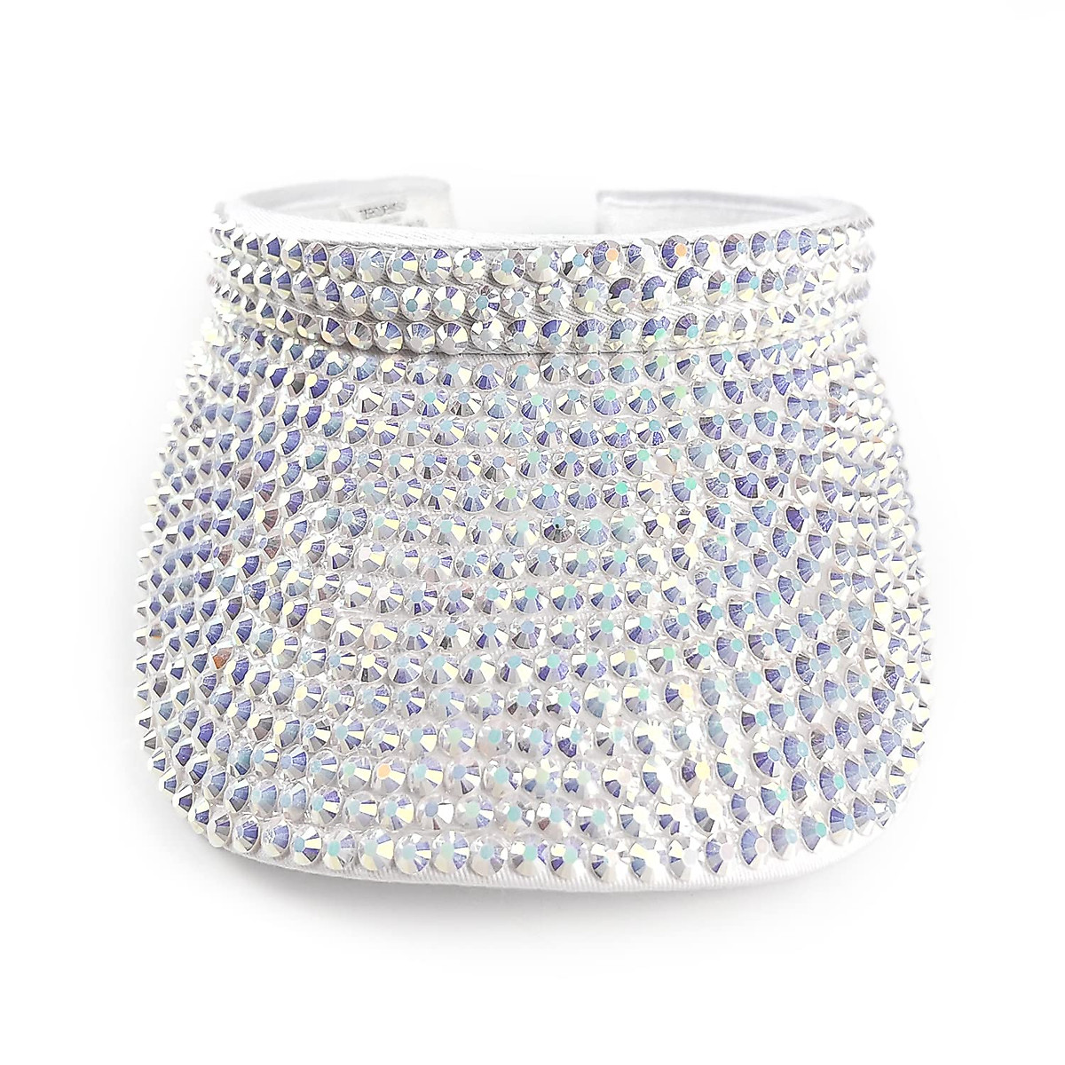 ZEDEKS Bling Victoria Sun Visor Hat!Sparkle Party Rhinestone UPF 50+ Women Beach Hat!Outdoor Sports Fashion Golf Hat,White