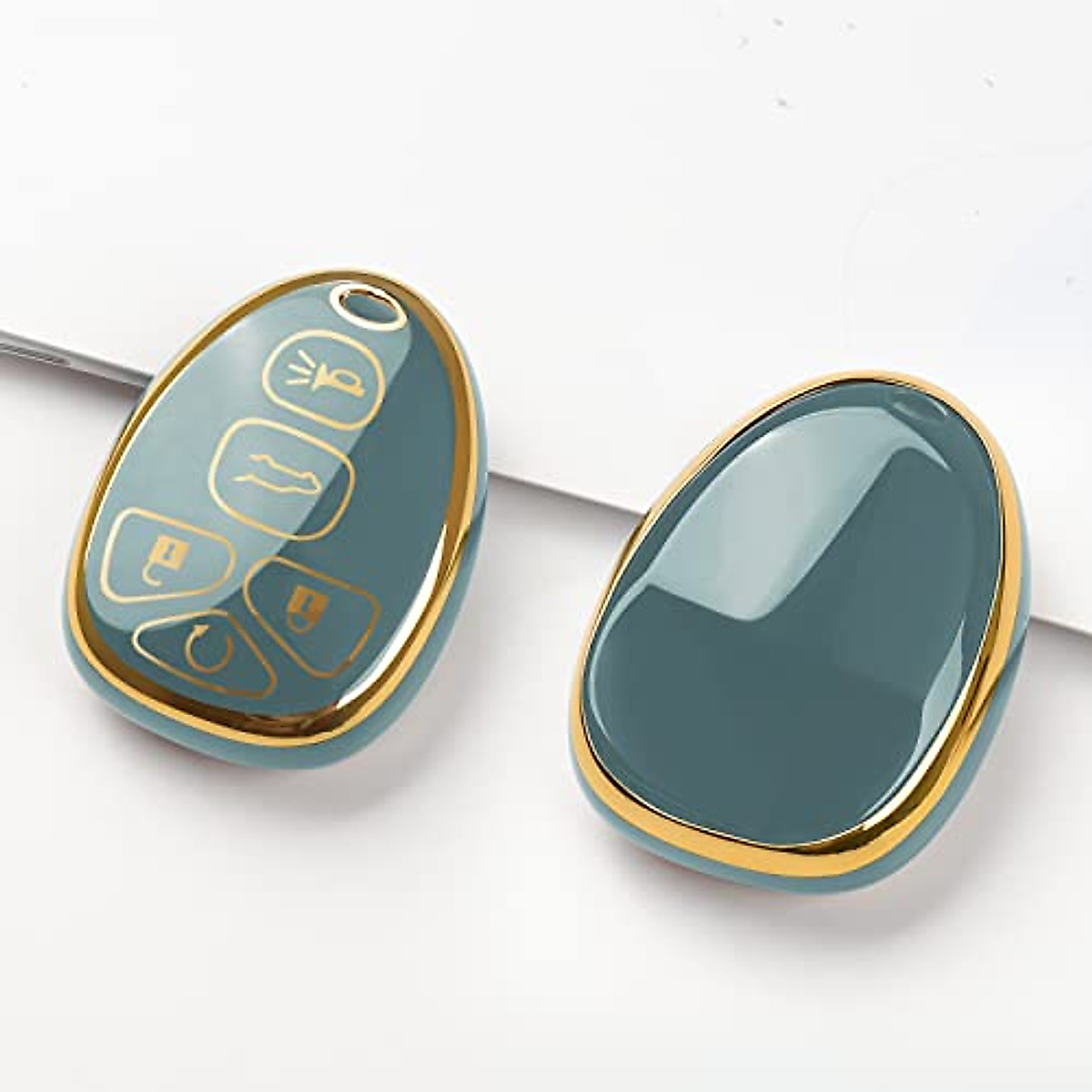 Key Fob Cover for Chevrolet, 5 Button Key Case with Keychain fit for Chevrolet Suburban Tahoe Traverse Cadillac Escalade SRX GMC Acadia Yukon Saturn Outlook Enclave