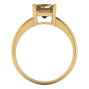 Clara Pucci 2.5ct Radiant Cut Solitaire Brown Champagne Simulated Diamond Bridal Designer Anniversary Engagement Ring 14k Yellow Gold