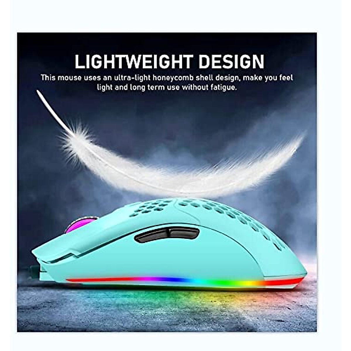 Keyboard and Mouse Gaming Set, 68 Keys Blue Switch 60% Mini Blue Backlit Mechanical Keyboard White, 6400DPI 7 Buttons Lightweight Programmable Mouse Green, USB Wired, Compatible with Windows Mac PS4