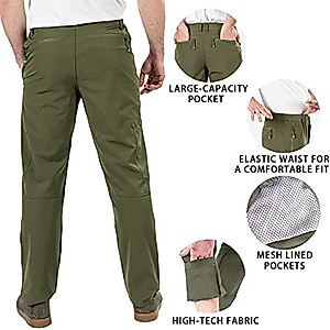 Postropaky Mens Hiking Quick Dry Lightweight Waterproof Fishing Pants Outdoor Travel Climbing Stretch Pants(Green32x32)