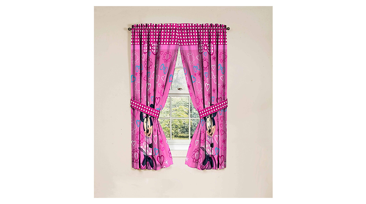 Minnie Mouse Pink Kids Curtains & Drapes - 63" | Jay Franco