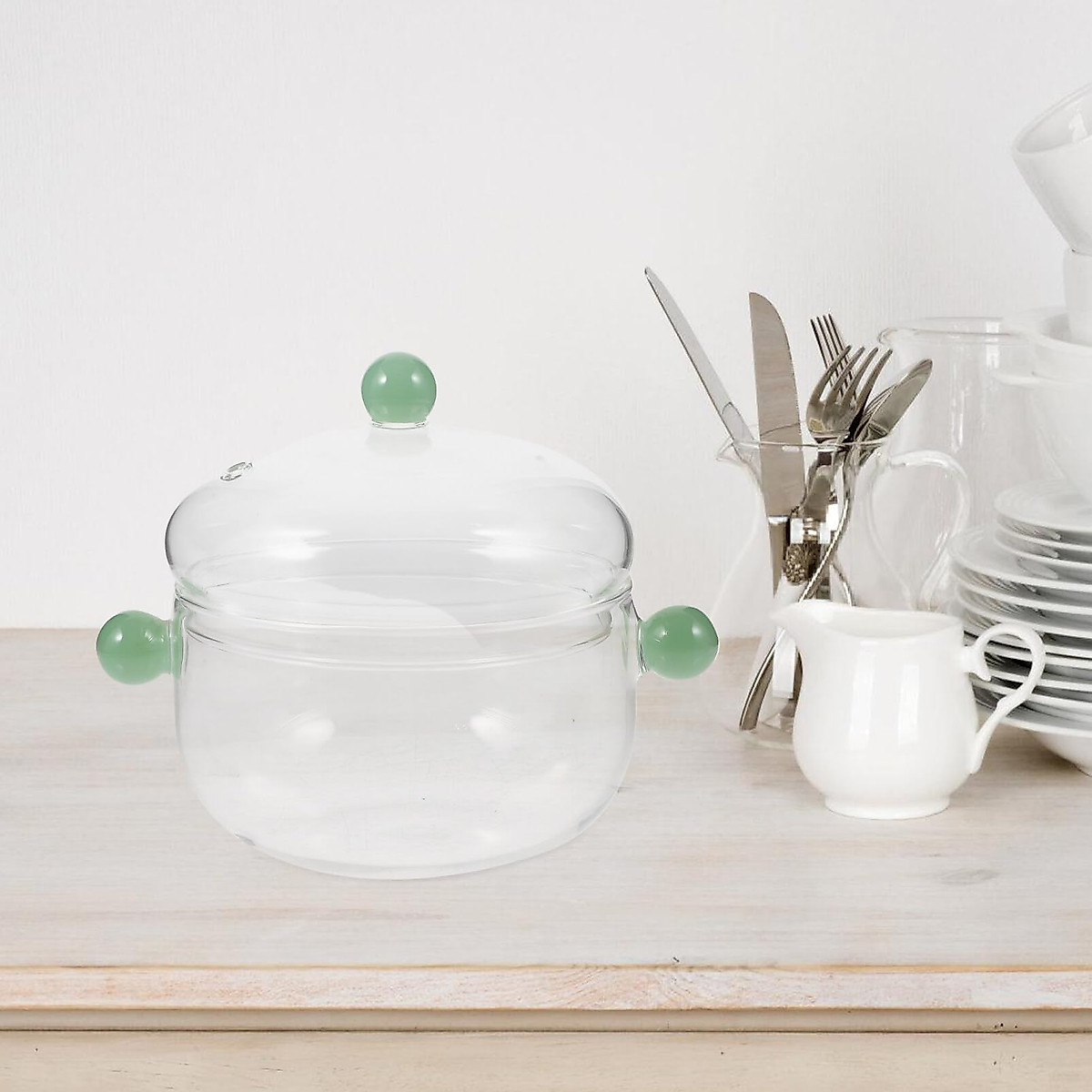 Saucepan Stovetop Pot Lid Borosilicate Cookware Pasta Noodle Soup Milk Transparent