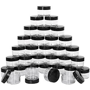 100 Count Small Sample Containers Makeup Jars 15 Gram Cosmetic Containers with Lids Plastic Jars Black Traveling Jars Empty Bottles for Toiletries