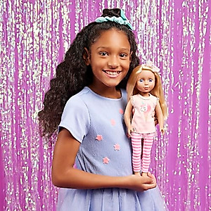 Glitter Girls Lacy 14 Inch Doll Wearing Pink Tunic, Striped Leggings, Hair Bow And Ballet Shoes - Dolls For 3+ Year Old Girls